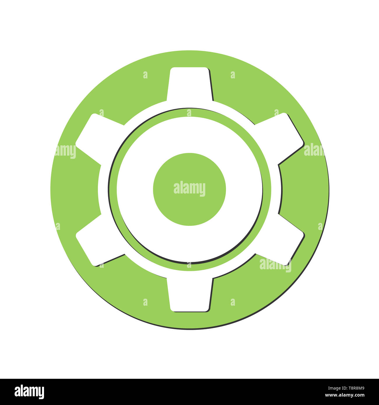Cogwheel pictograph. Illustration style is flat iconic bicolor eco ...