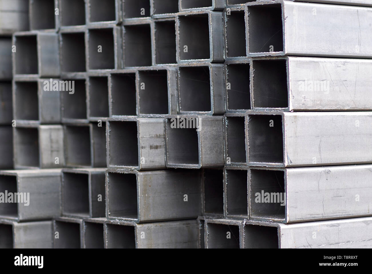 Metal profile pipe of rectangular cross section in packs at the ...