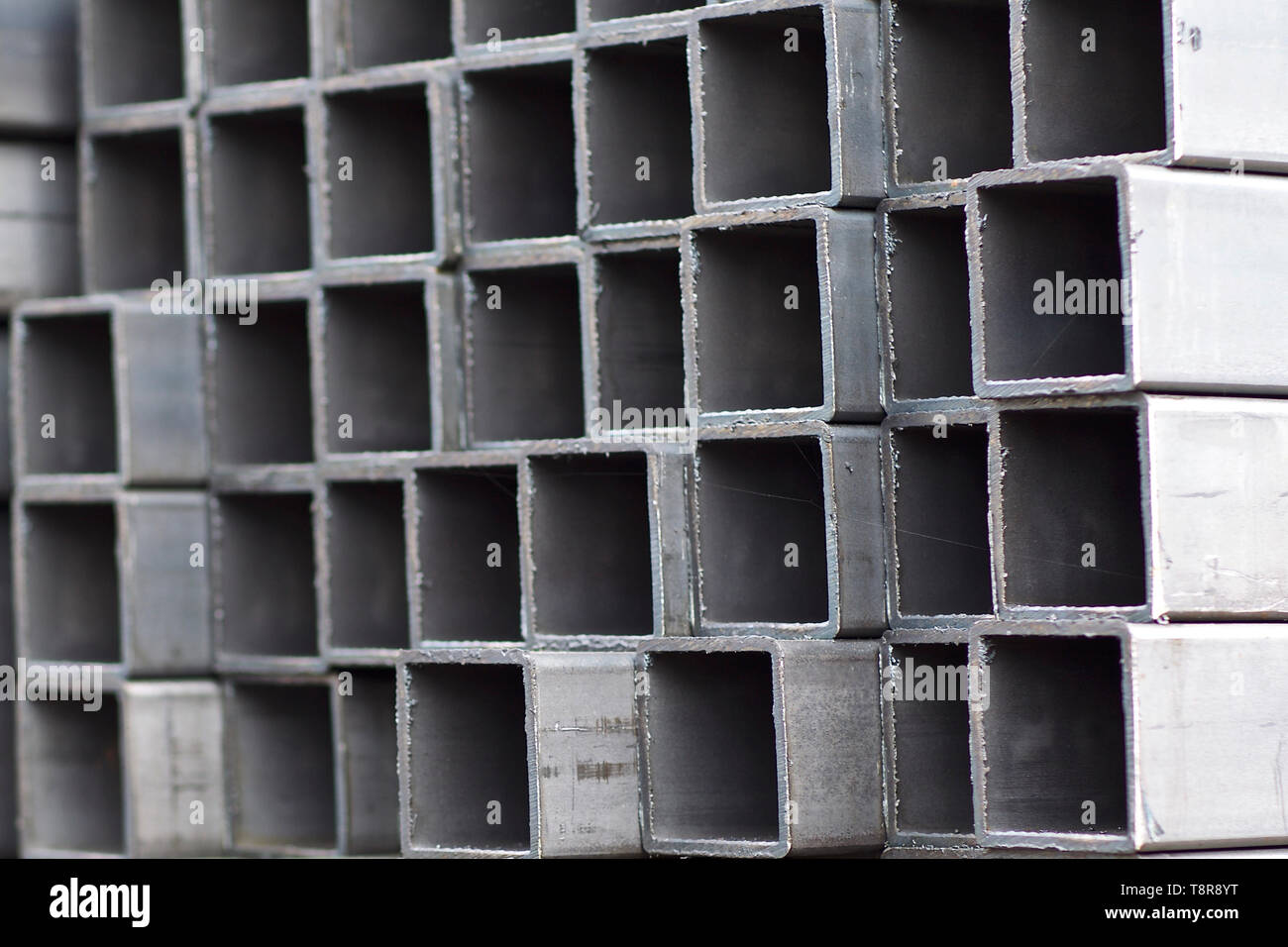 Metal profile pipe of rectangular cross section in packs at the ...