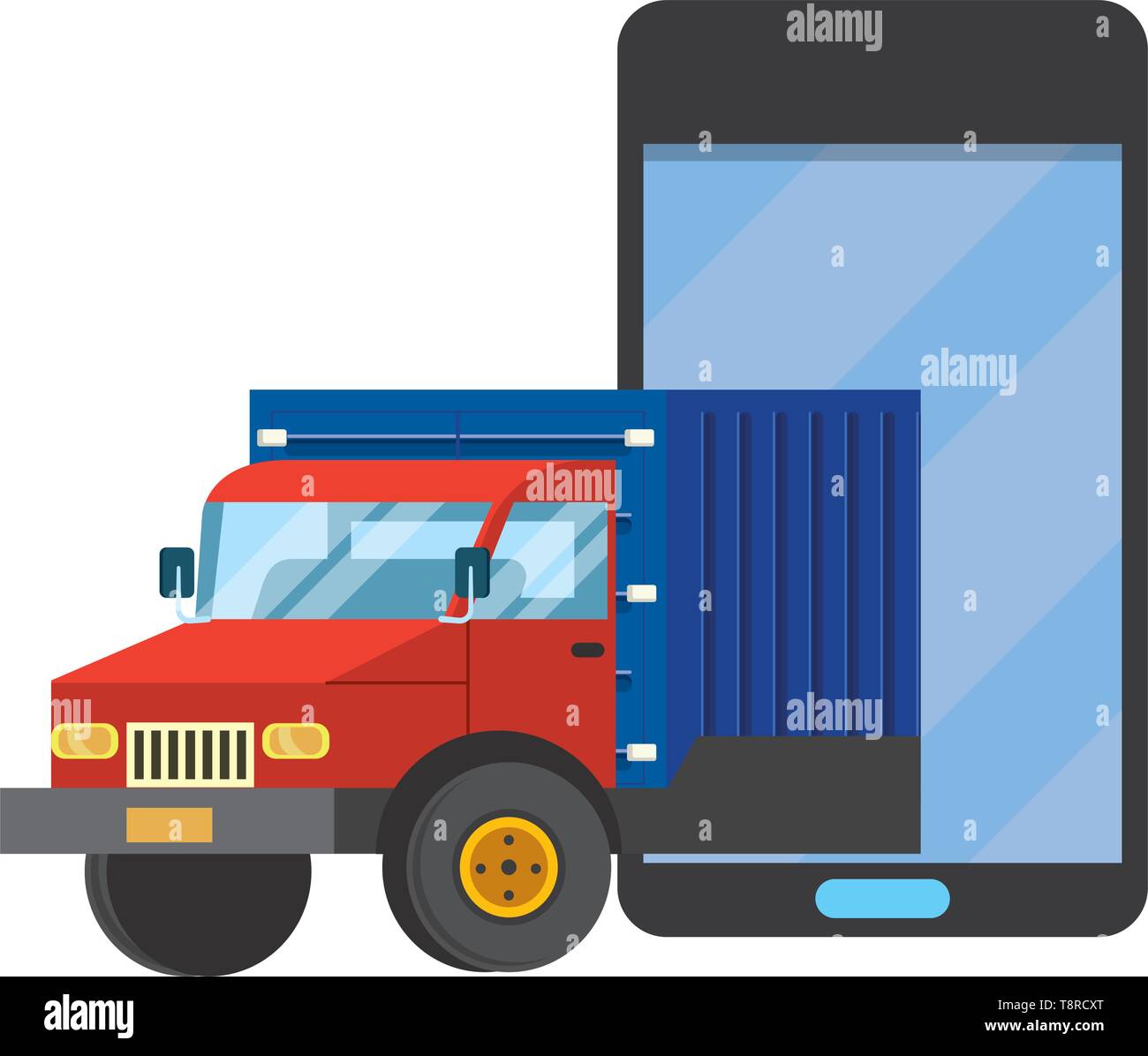 truck with cellphone icon cartoon vector illustration graphic design ...