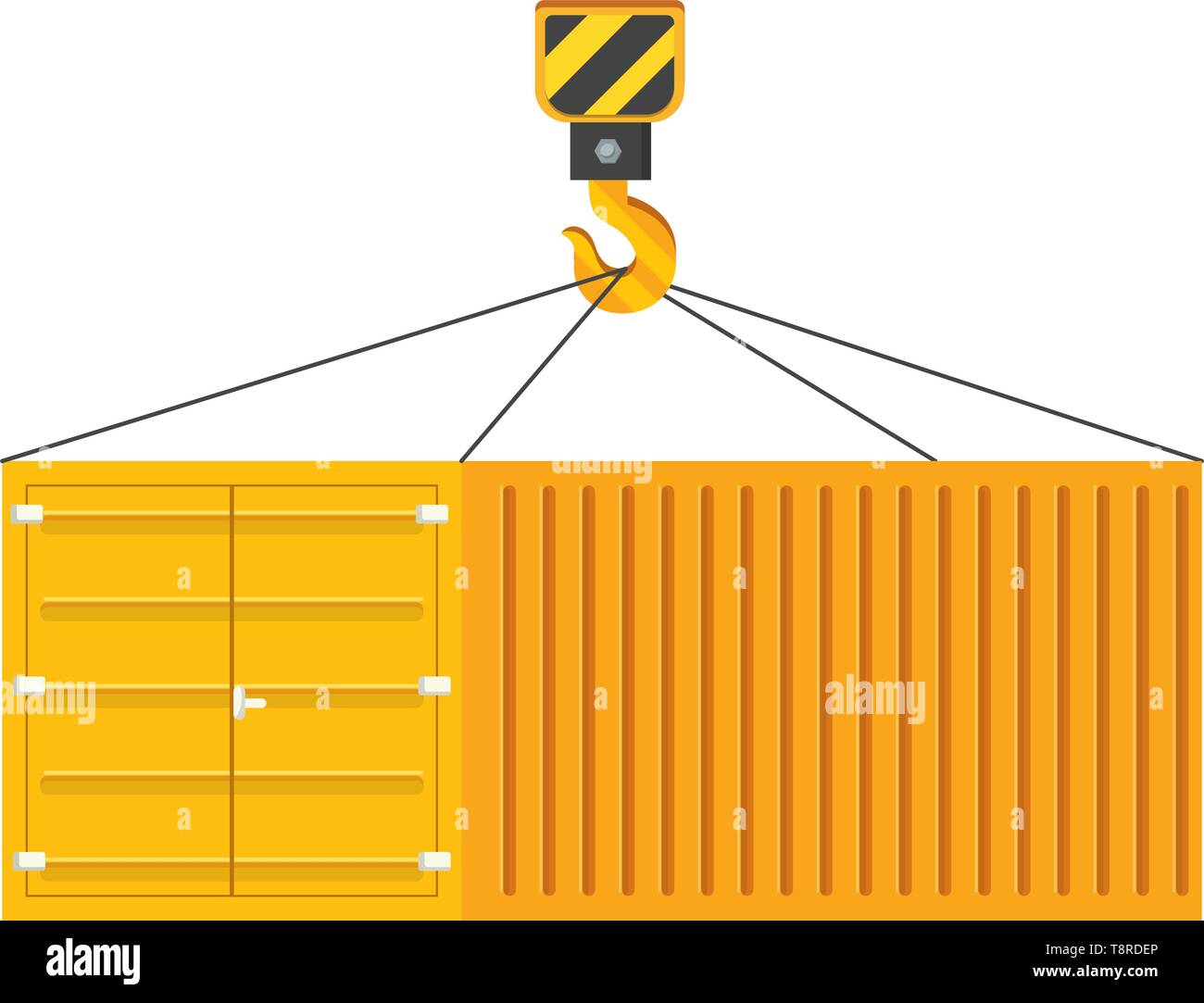cargo container hanging on a crane hook icon vector illustration ...