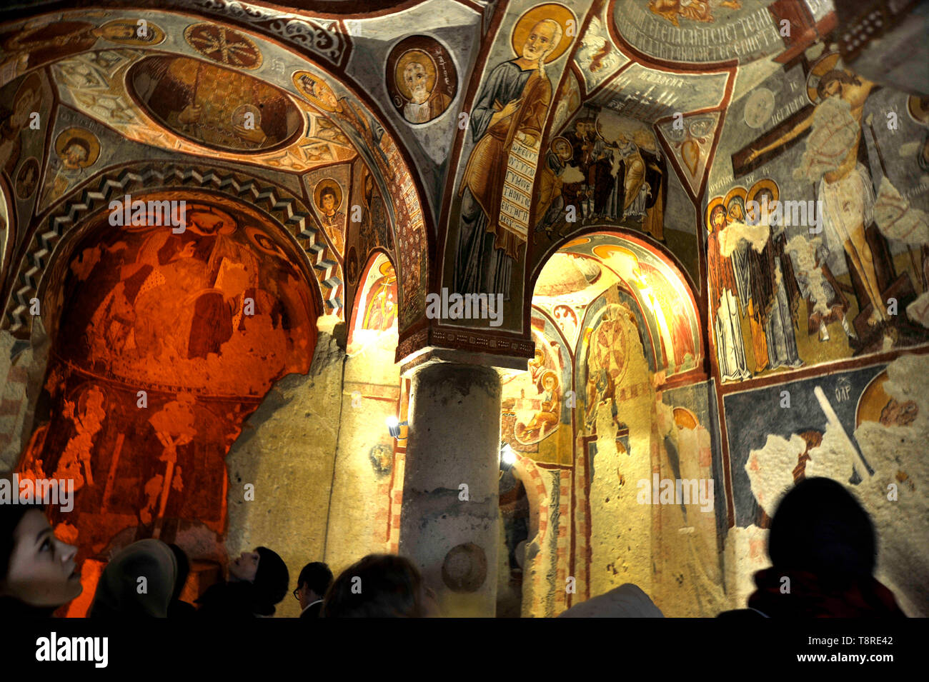 Religious paintings on walls carved out of a cave Cappadocia, Turkey ...