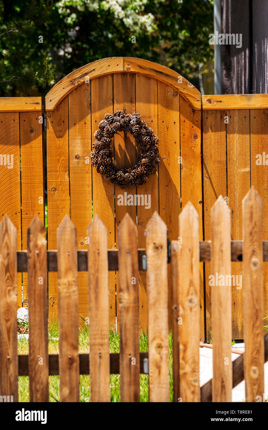 Wooden picket fence & gate; Salida; Colorado; USA Stock Photo - Alamy