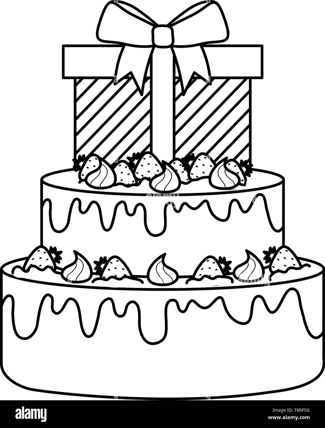 gift box present with sweet cake vector illustration design Stock ...