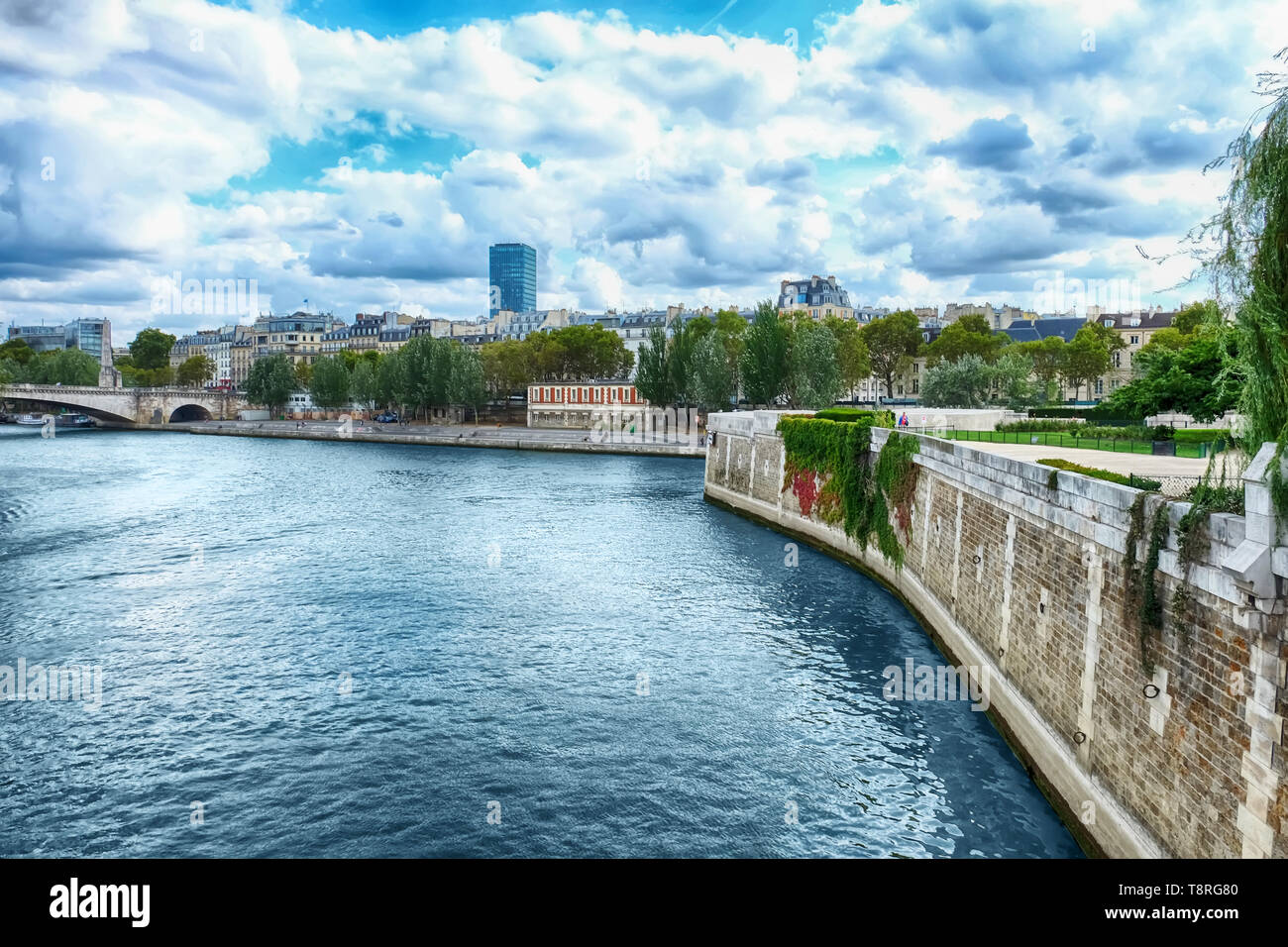 View of beautiful city with river and embankment Stock Photo - Alamy