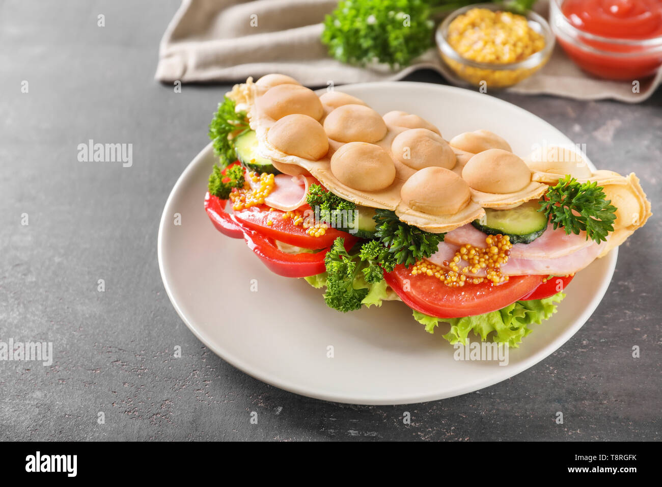 Waffle ham sandwich hi-res stock photography and images - Alamy