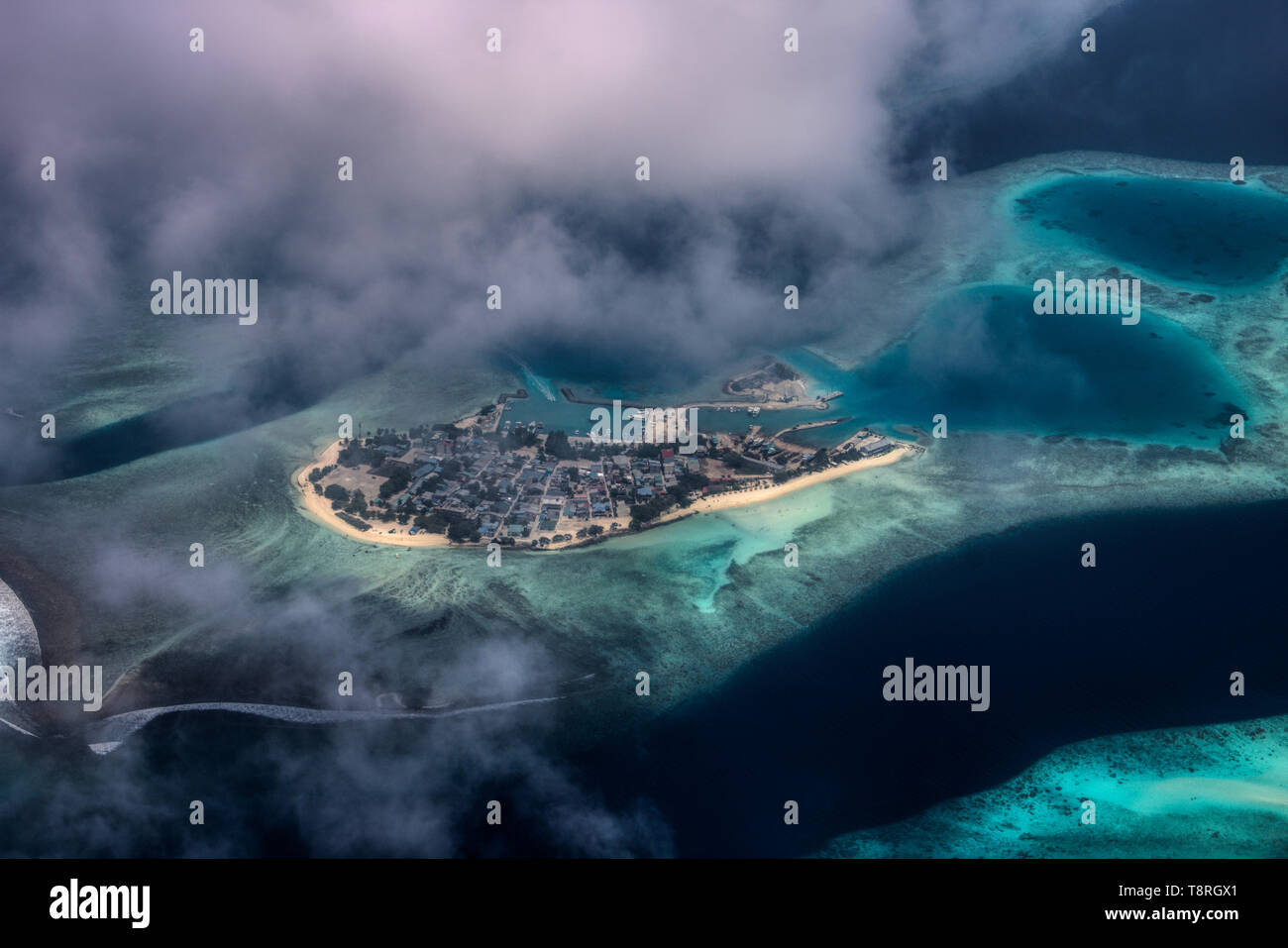 This unique image shows the Maldives photographed from a plane from ...