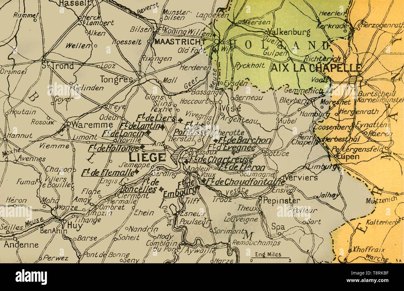 'Map Showing the Forts of Liège', 1919. Creator: London Geographical ...