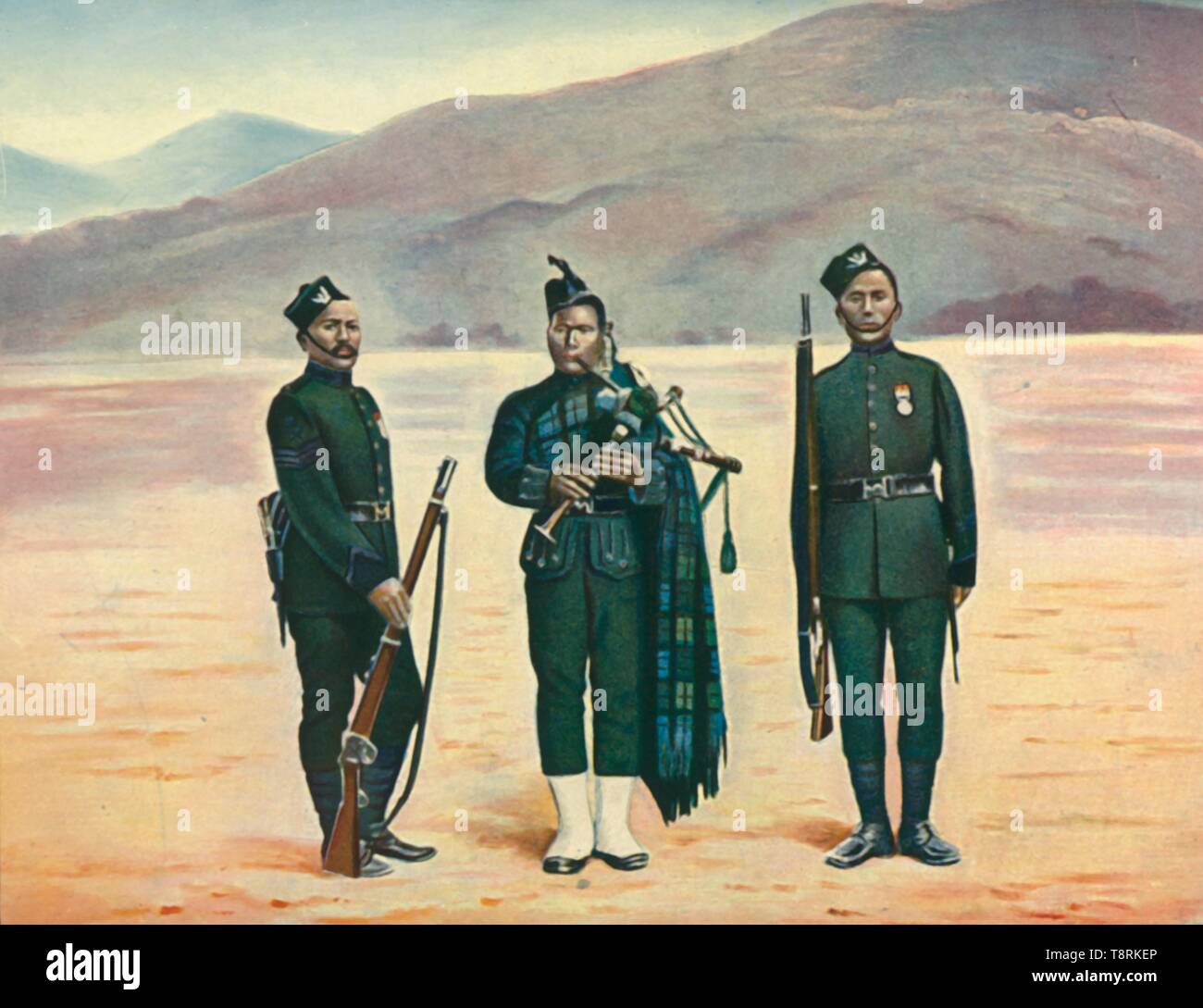 Gurkhas playing bagpipes hi-res stock photography and images - Alamy