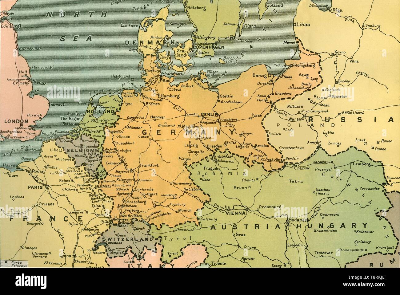 'Map of Central Europe, Showing the Principal Theatre of War', 1919 ...