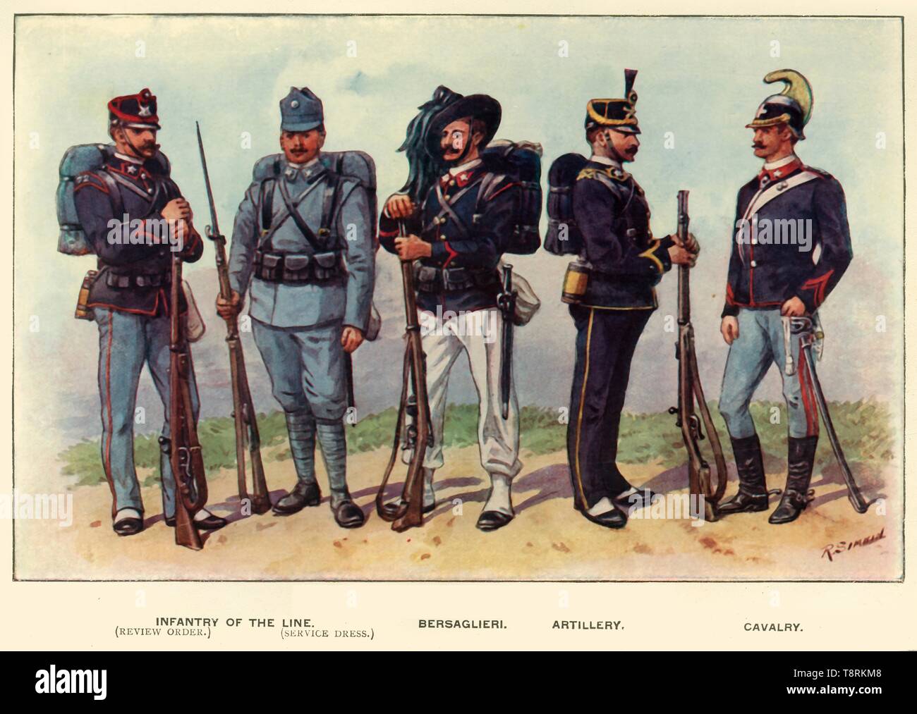 'Types of the Italian Army', 1919. Soldiers serving in the First World ...