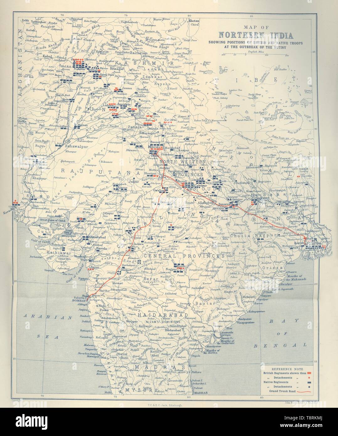 'Map of Northern India', 1901. Creator: John Bartholomew Stock Photo ...
