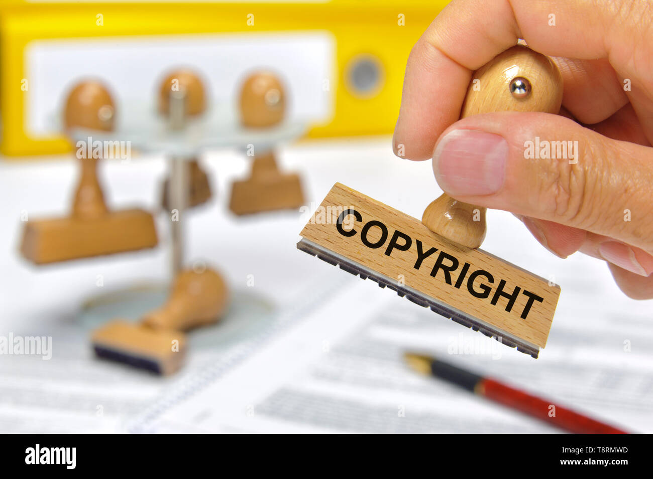 copyright printed on rubber stamp Stock Photo - Alamy