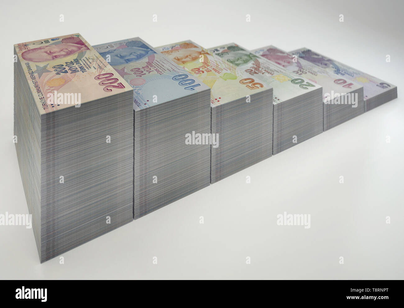 3D Render of Various Turkish Lira Banknotes Stock Photo - Alamy