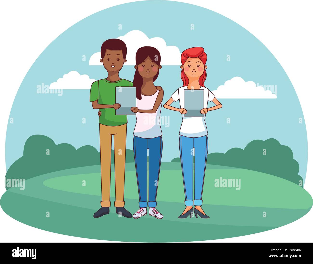 Young healthy woman enjoy Stock Vector Images - Alamy