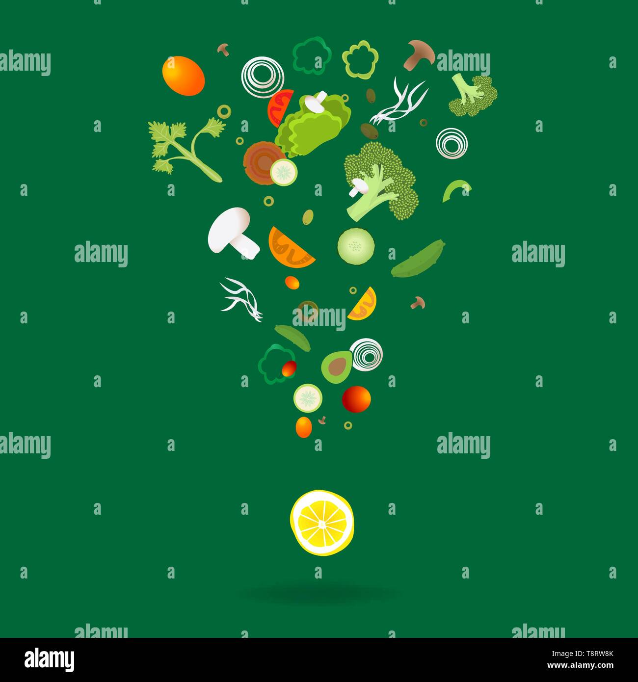 Exclamation mark with vegetables pattern for web and print decoration ...
