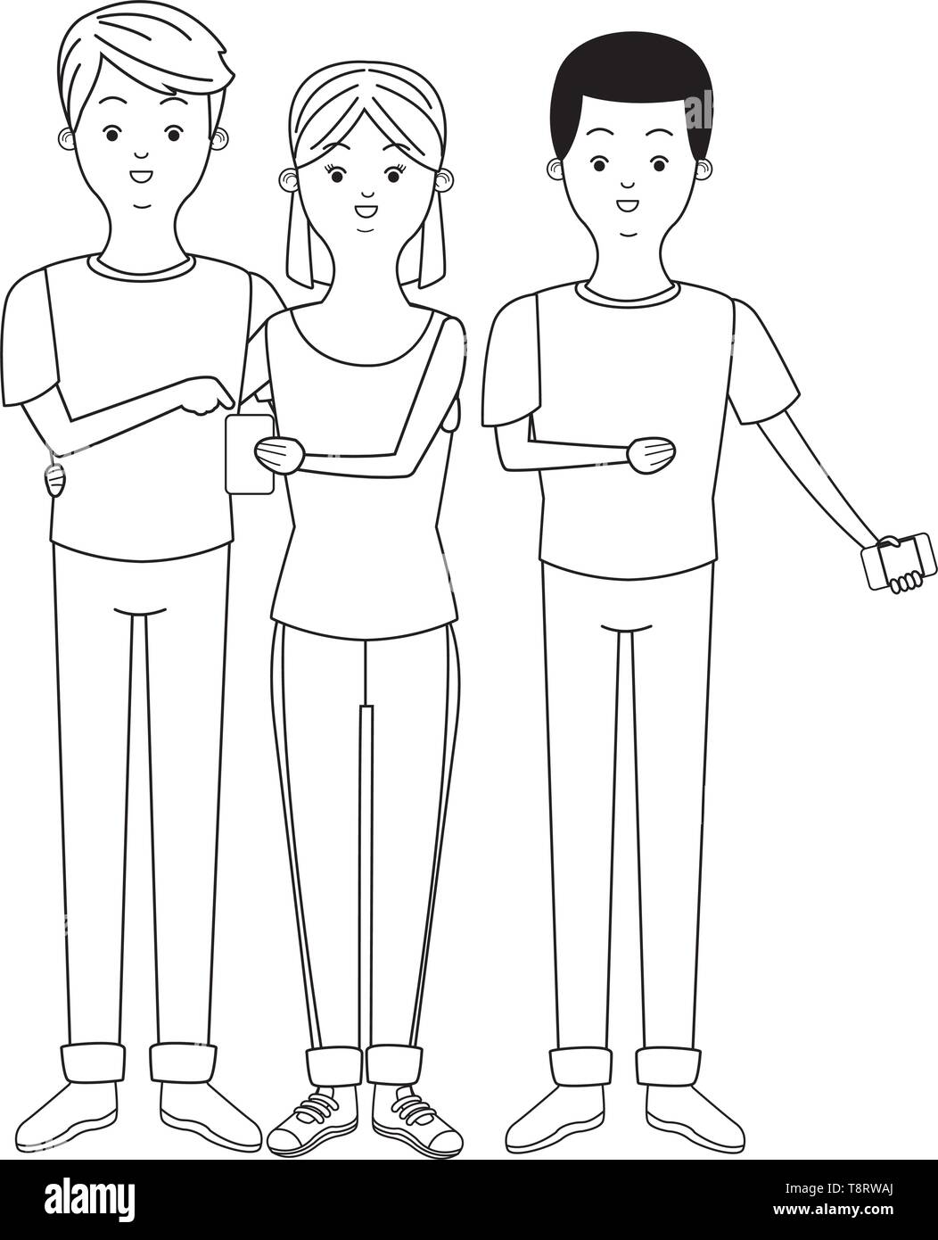 Millennials and smartphones in black and white Stock Vector Image & Art ...