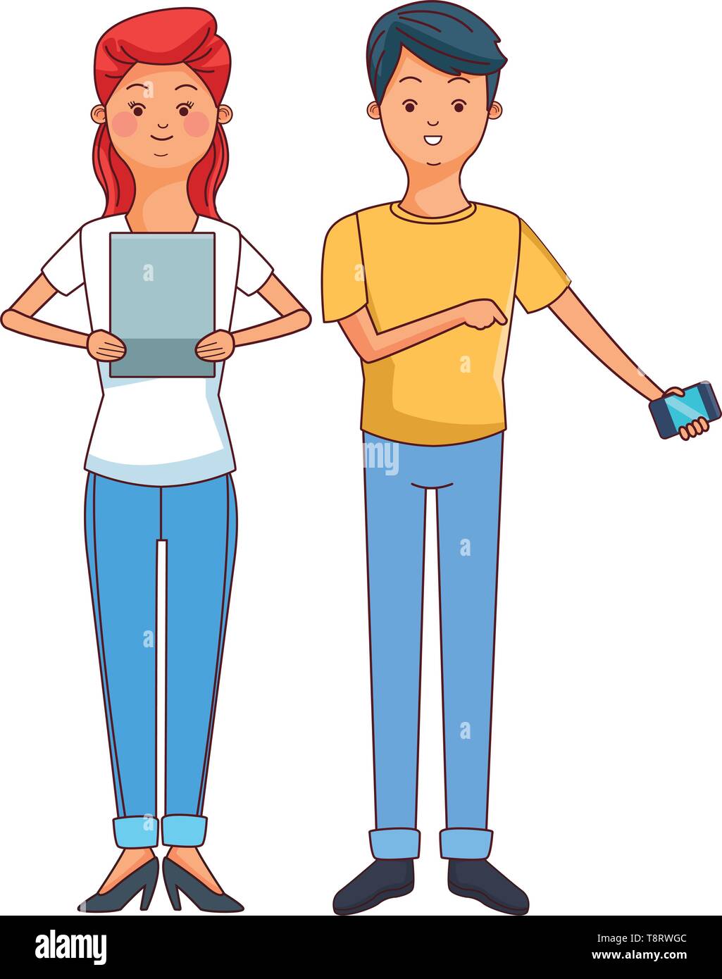 Millennial couple cartoon Stock Vector Image & Art - Alamy