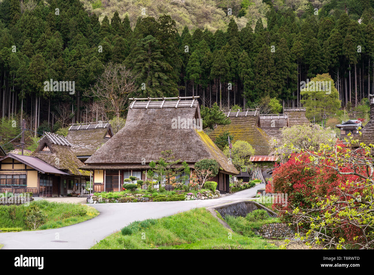 Old japanese village with traditional thatched houses hi-res stock ...