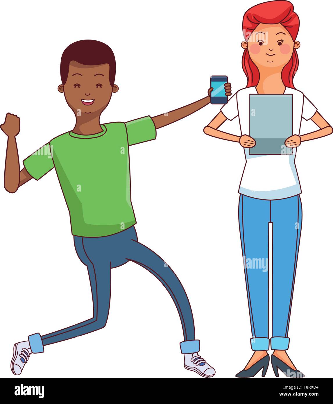 Millennial couple cartoon Stock Vector Image & Art - Alamy