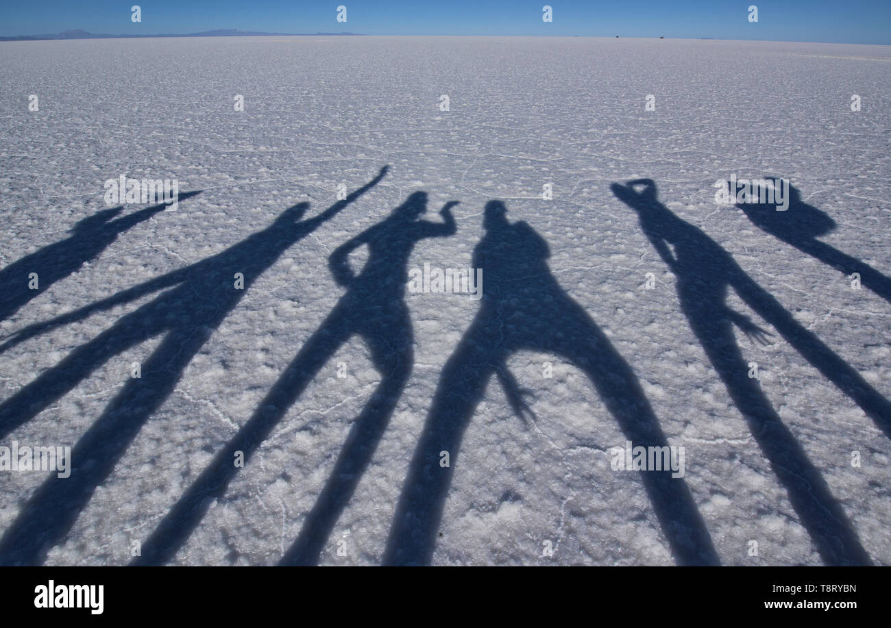 World's longest shadows on the vast salt flats of Salar de Uyuni ...
