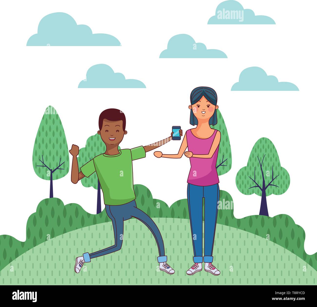 young casual couple cartoon Stock Vector Image & Art - Alamy