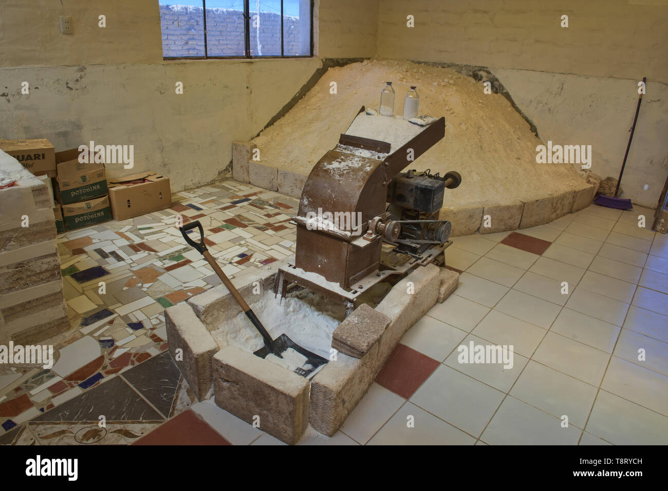 Salt making factory along the Salar de Uyuni salt flats, Bolivia Stock ...