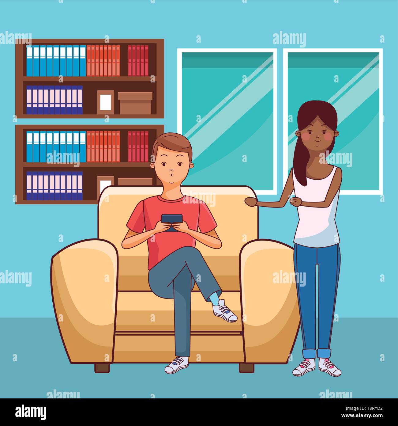 young casual couple cartoon Stock Vector Image & Art - Alamy