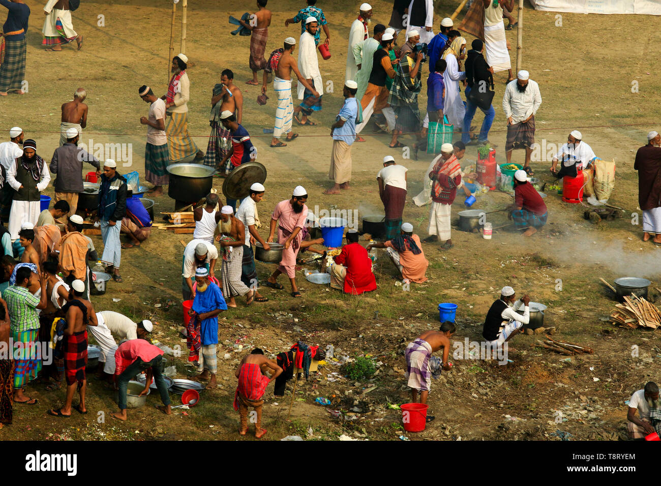 Devotees cooking their food at a corner of the Biswa Ijtema premises on ...