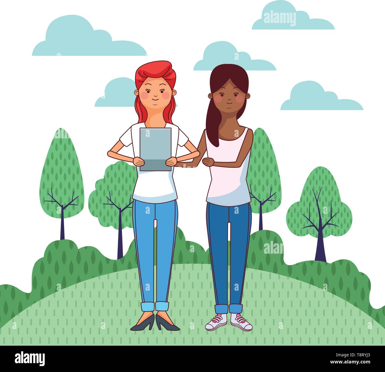 beautiful young women cartoon Stock Vector Image & Art - Alamy