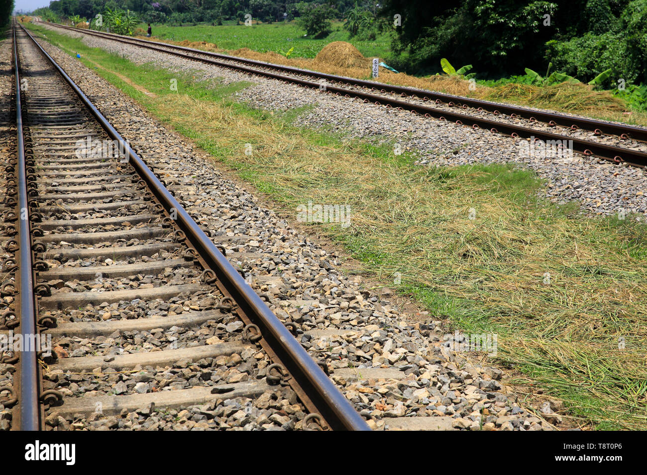 The Dhaka-Chittagong double track rail line at Narsingdi, Bangladesh ...