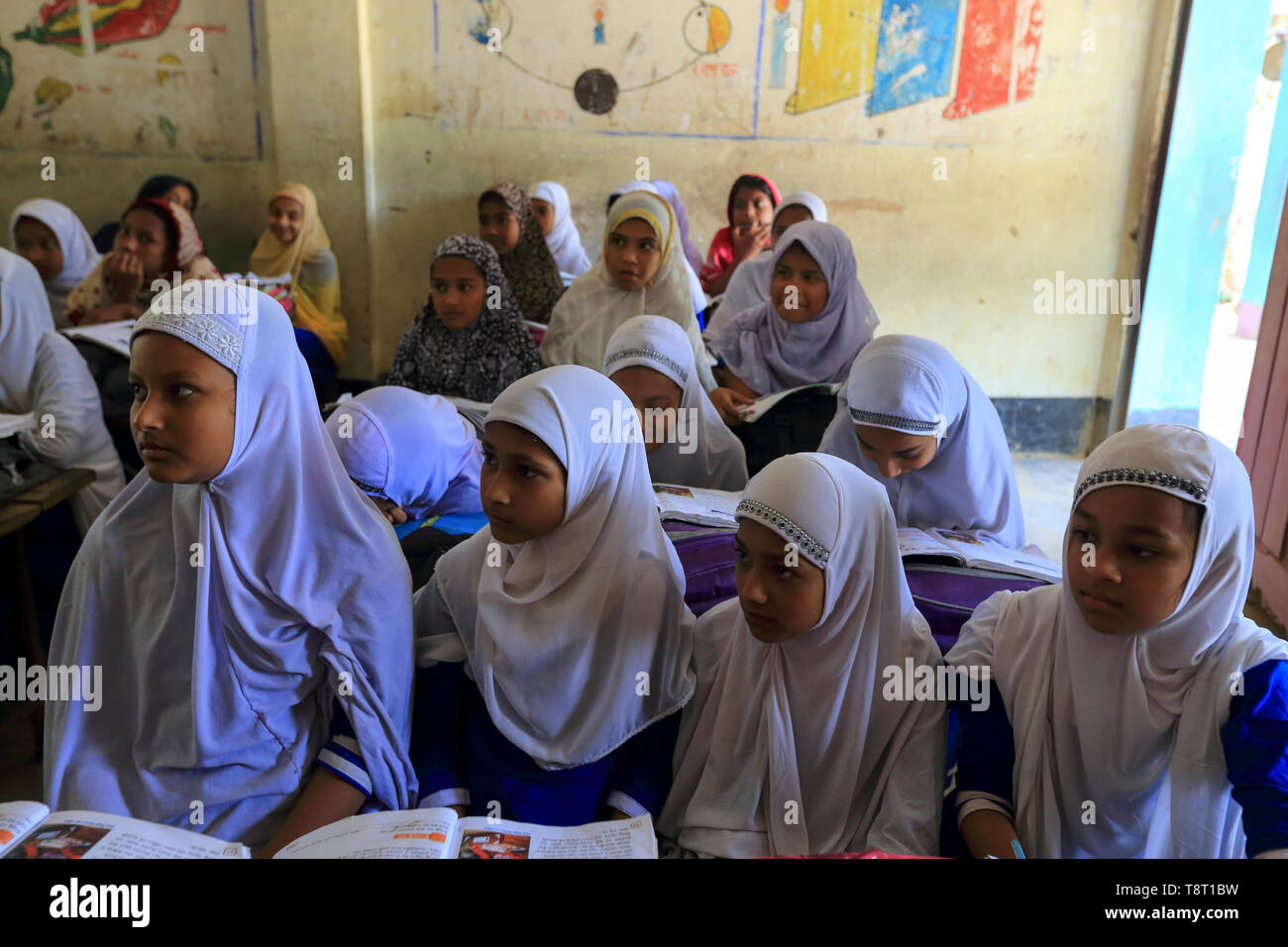 Bangladeshi primary school students in their classroom. Narsingdi ...