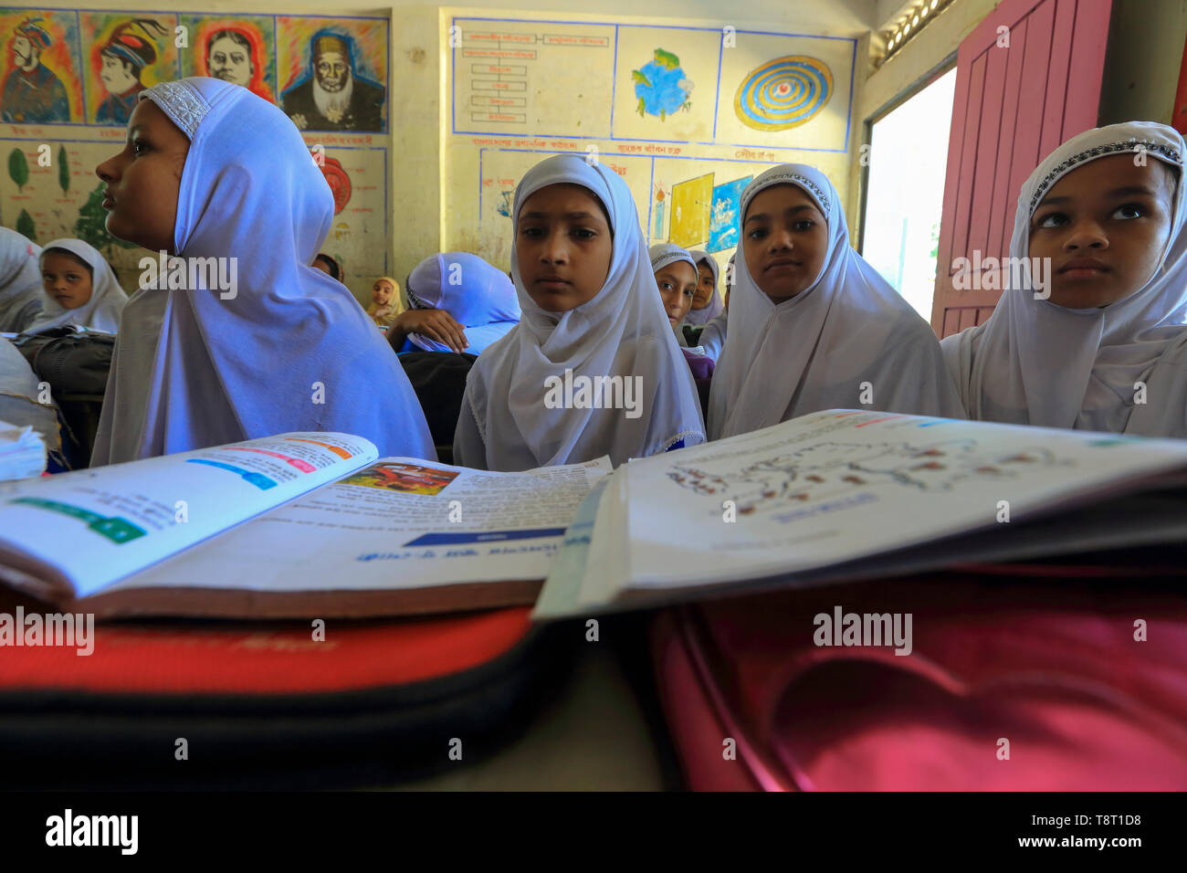 Bangladeshi primary school students in their classroom. Narsingdi ...