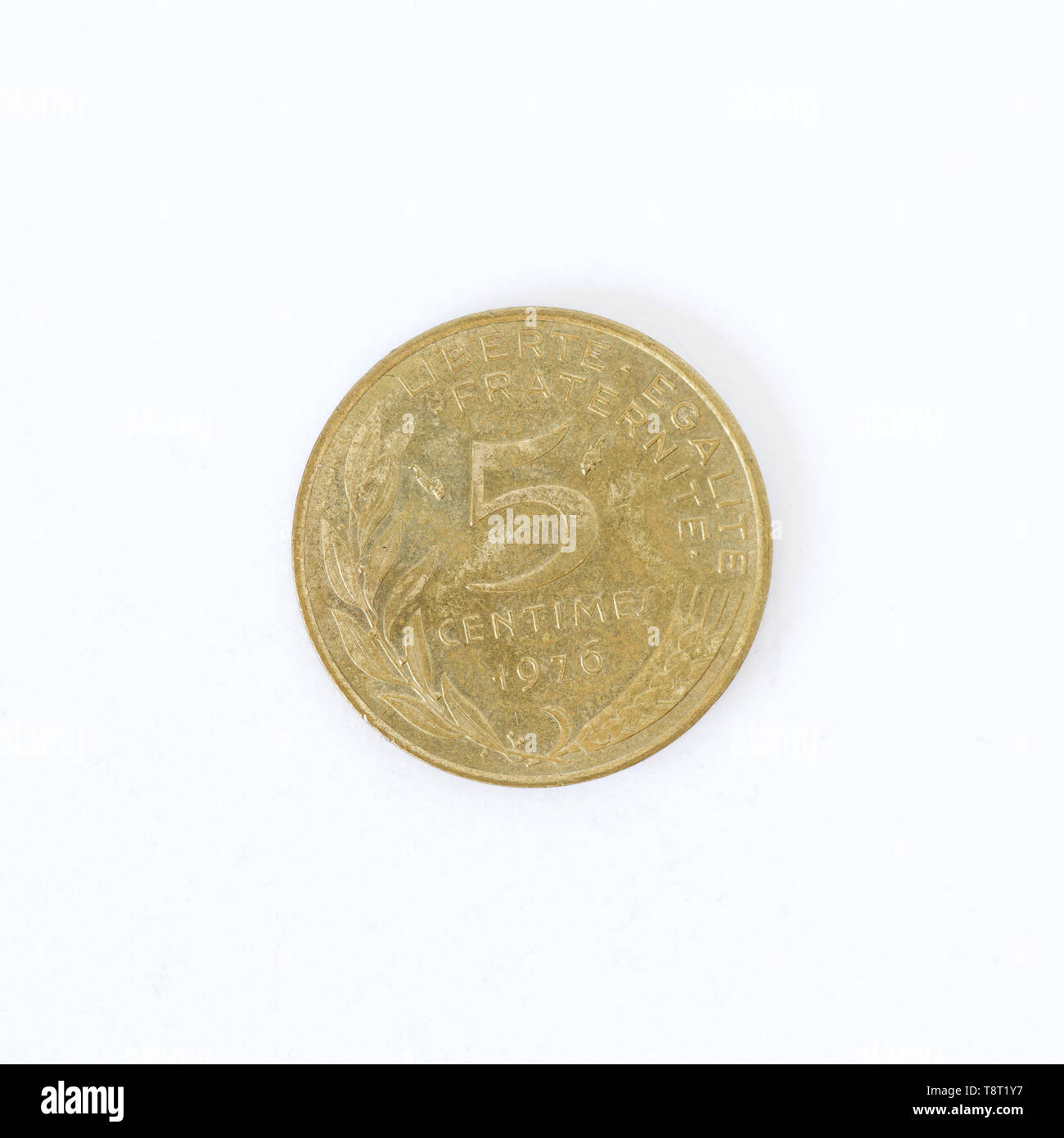 French 5 Centimes coin 1976 Stock Photo - Alamy