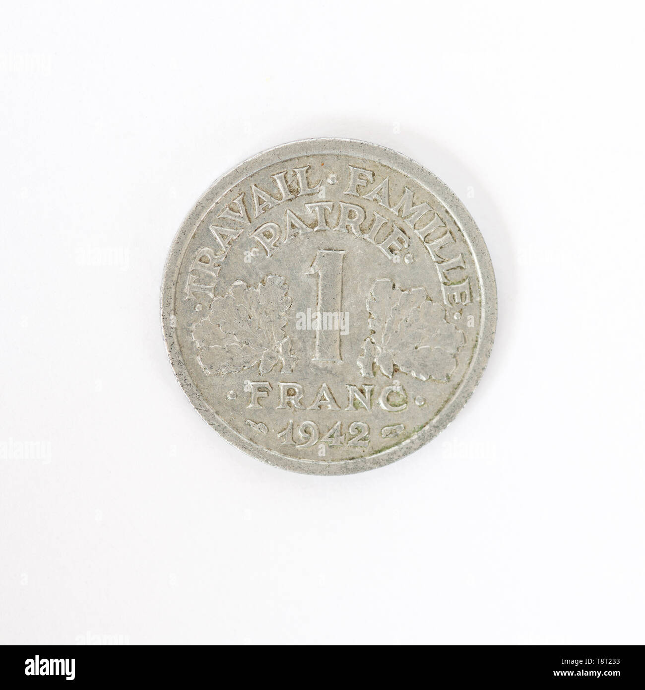 French 1 Franc coin 1942 Stock Photo - Alamy