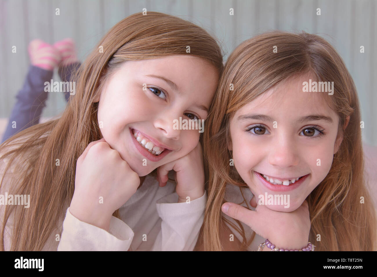Studio Portrait Of Two best friends Stock Photo - Alamy