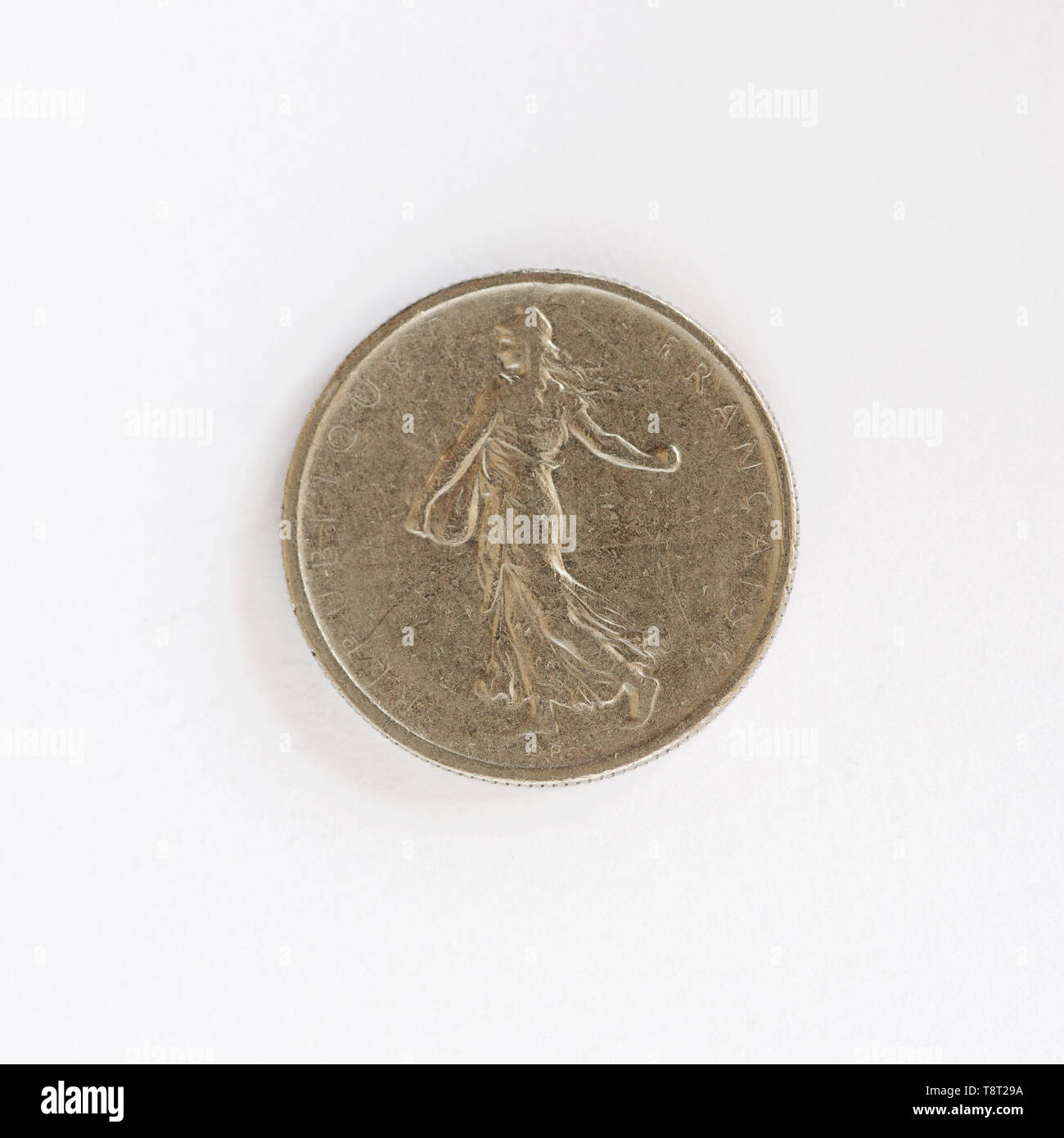 French half Franc coin - obverse Stock Photo - Alamy