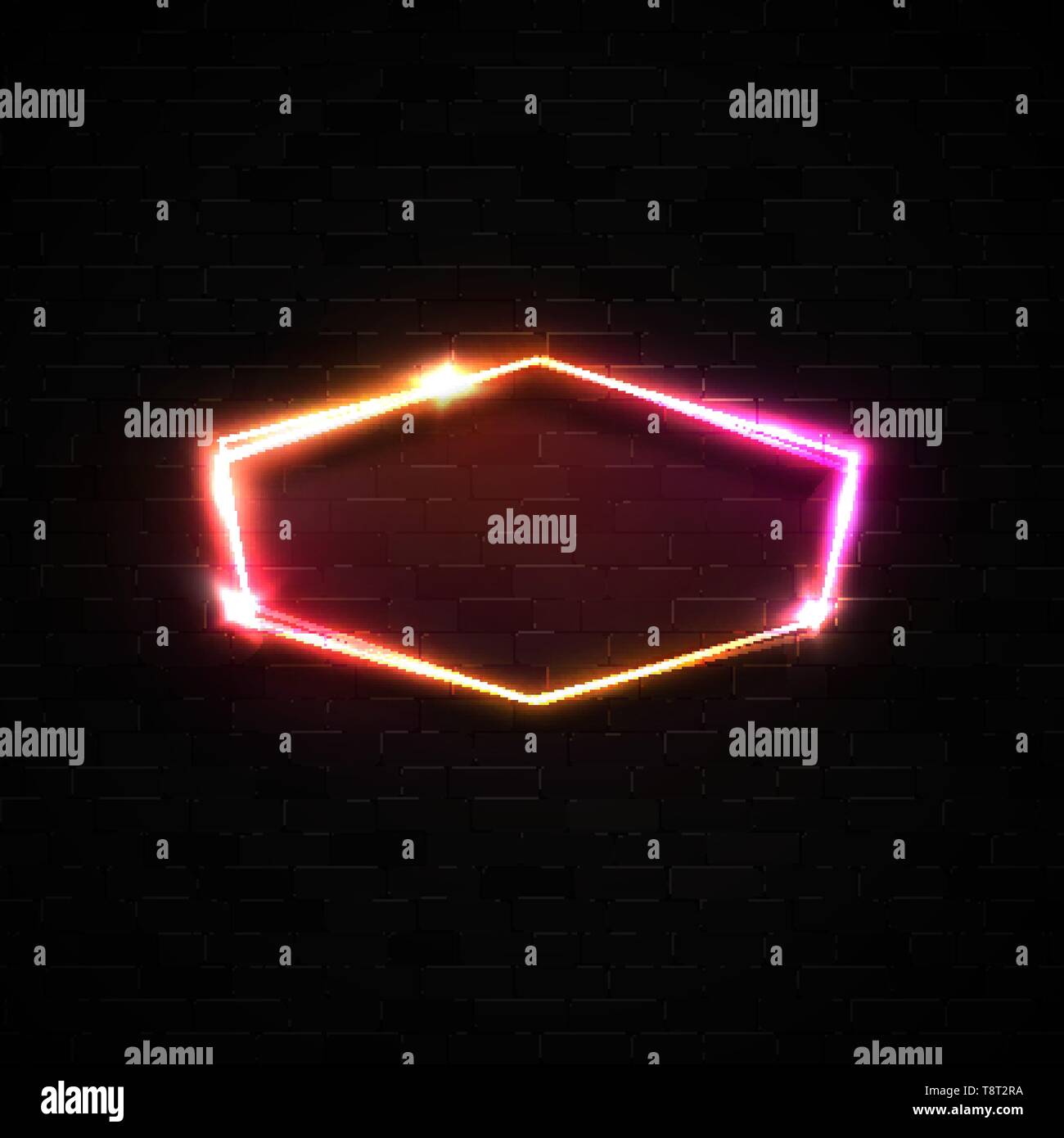 Bright neon signage on black brick wall background Stock Vector Image ...