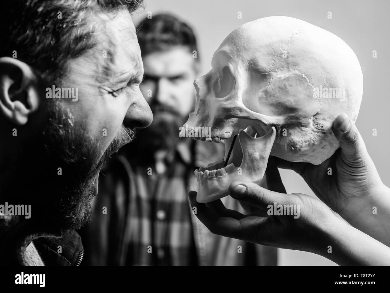 Psychology concept. Human fears and courage. Looking deep into eyes of ...