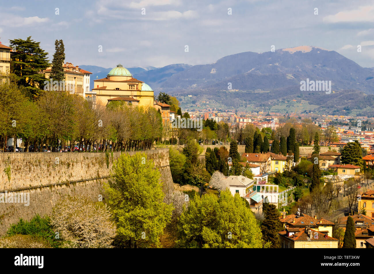 Detail of the ancient city walls of Bergamo the Upper town, these urban ...