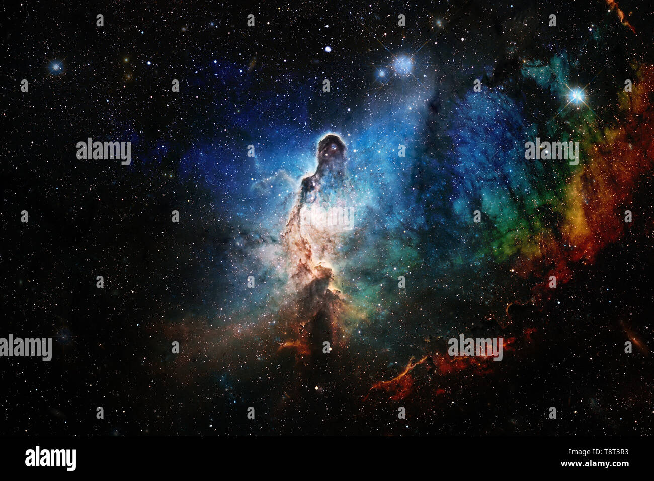 Cosmic landscape, colorful science fiction wallpaper with endless outer ...