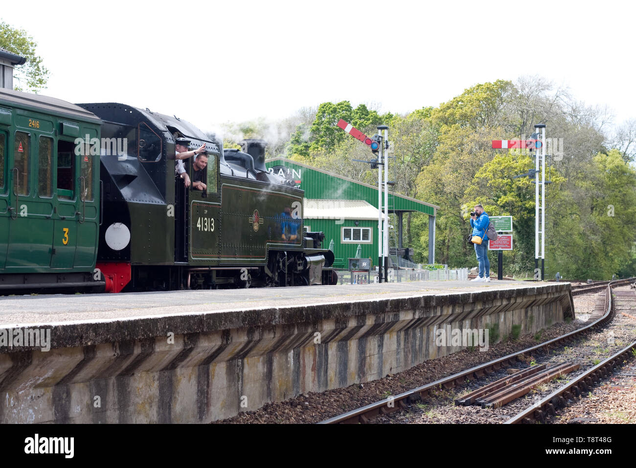 A photographer captures image of locomotive 41313 on the Isle of Wight ...