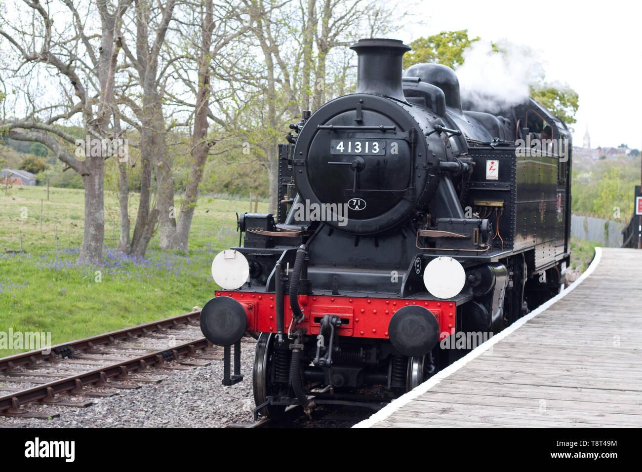 Locomotive 41313 operating on the Isle of Wight steam railway Stock ...