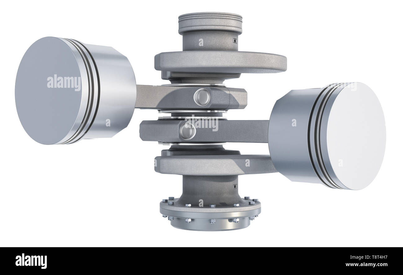 V2 engine pistons, 3D rendering isolated on white background Stock ...