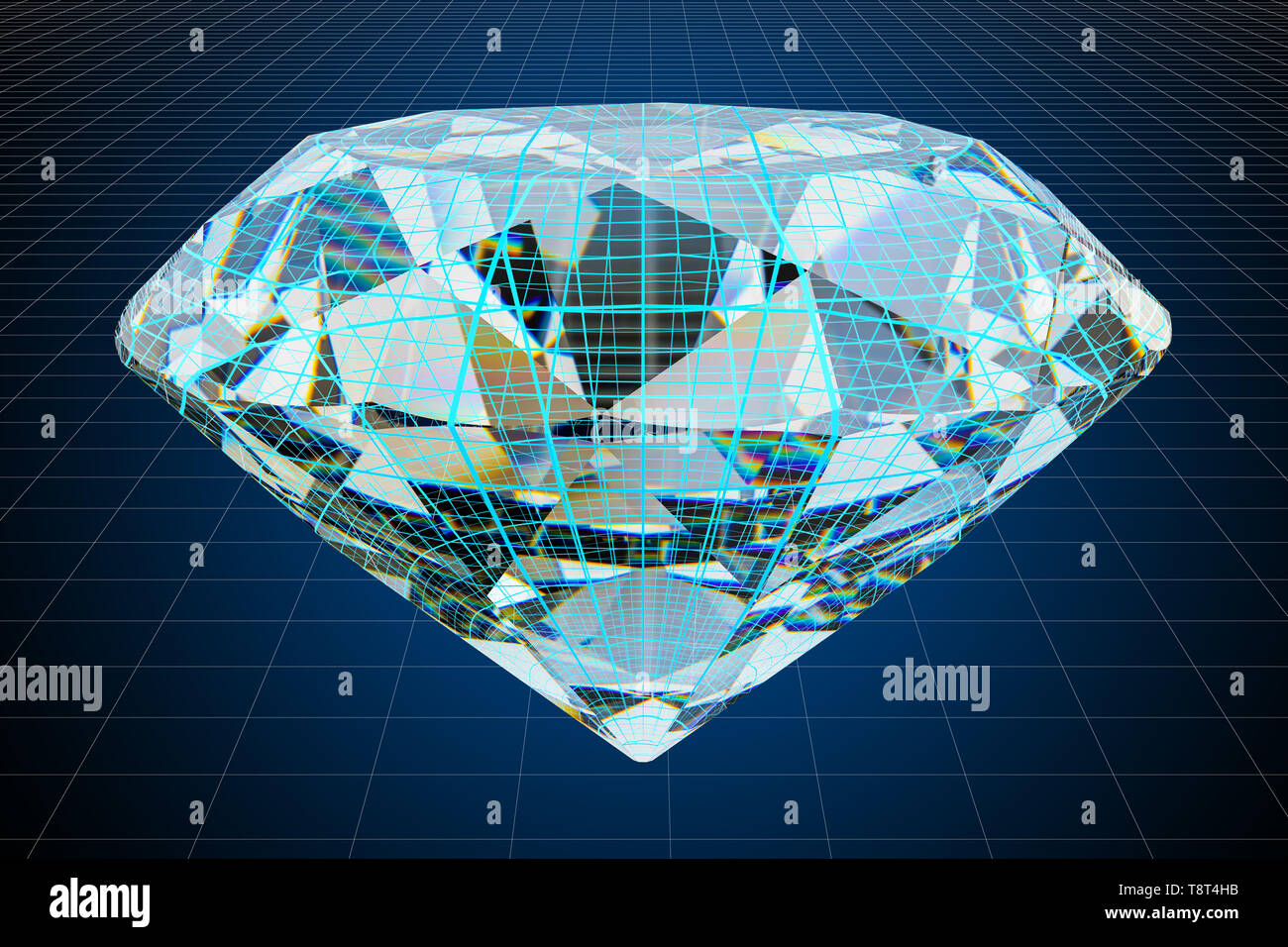 Visualization 3d cad model of diamond, 3D rendering isolated on white ...