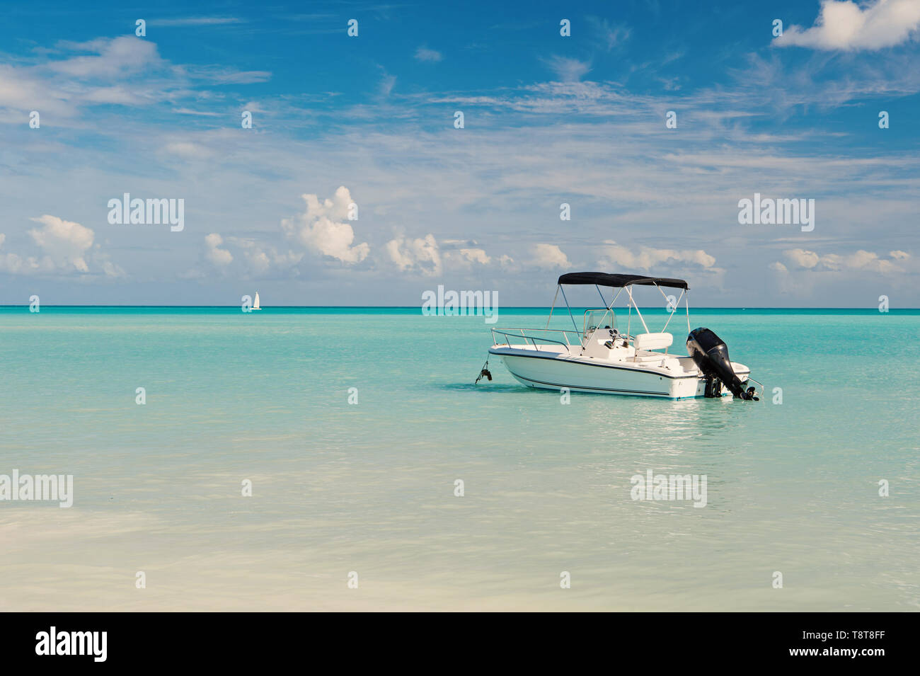 Tropical boat trip. Idyllic scene tropical vacation seaside. Motor ...