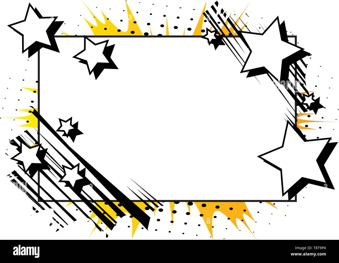 Vector illustrated retro comic book background with big blank square ...