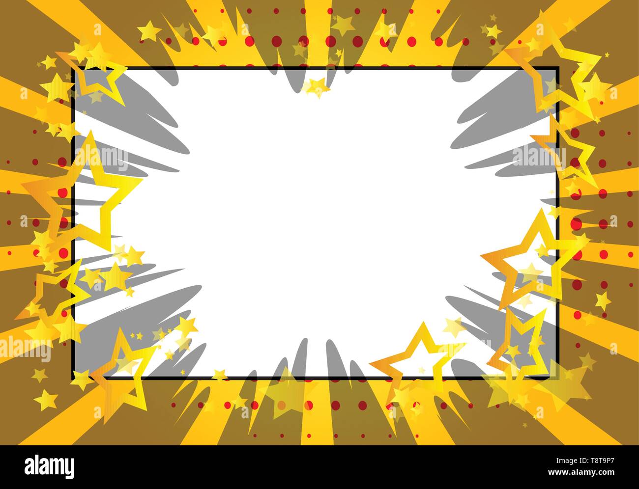 Vector illustrated retro comic book background with big blank square ...
