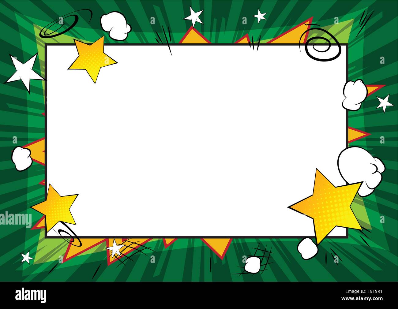 Vector illustrated retro comic book background with big blank square ...