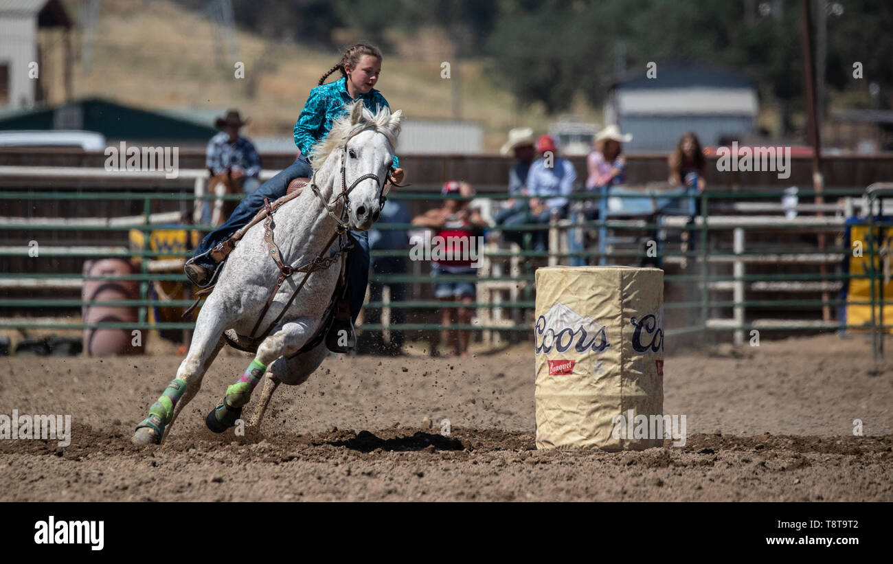 Rodeo action at the Cottonwood Rodeo in Northern California Stock Photo ...